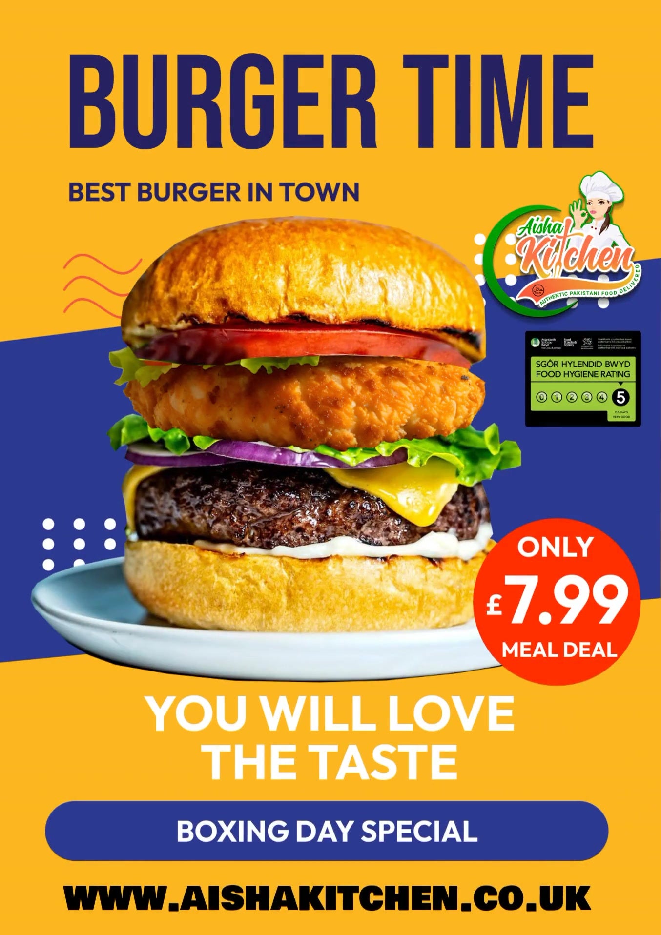 TWIN FLAVOURED GOURMET BURGER AND CHIPS AND DRINK MEAL DEAL – Aisha Kitchen